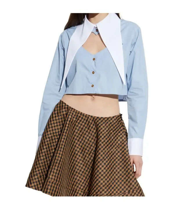 VIVIENNE WESTWOOD Cropped Shirt With Cut-out Detail - Blue