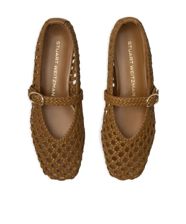 STUART WEITZMAN Woven Flat Mary Jane Shoes
