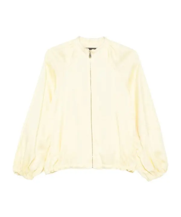 Fabiana Filippi Zip-up Jacket With Gathered Details - White