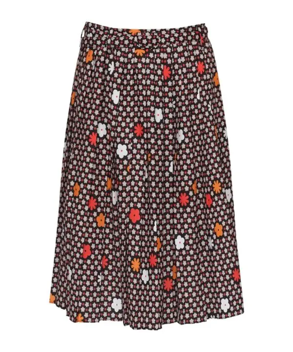 MAISON MARGIELA Floral Pleated Midi Skirt - Red