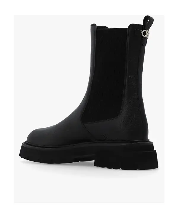 FERRAGAMO Double Gancini Leather Chelsea Boots