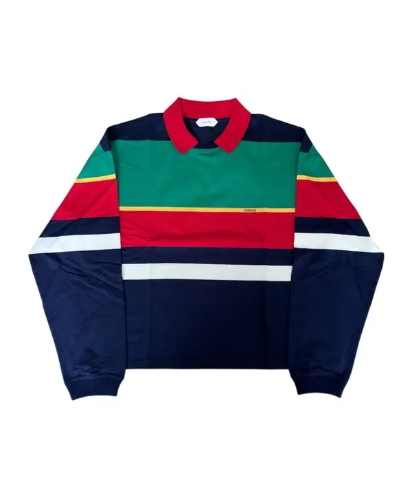 Versace Colour-block Polo Sweatshirt - Blue
