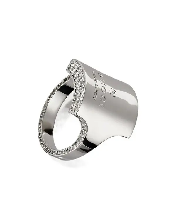 Gucci Trademark Crystal Ring - Palladium-gold Tone