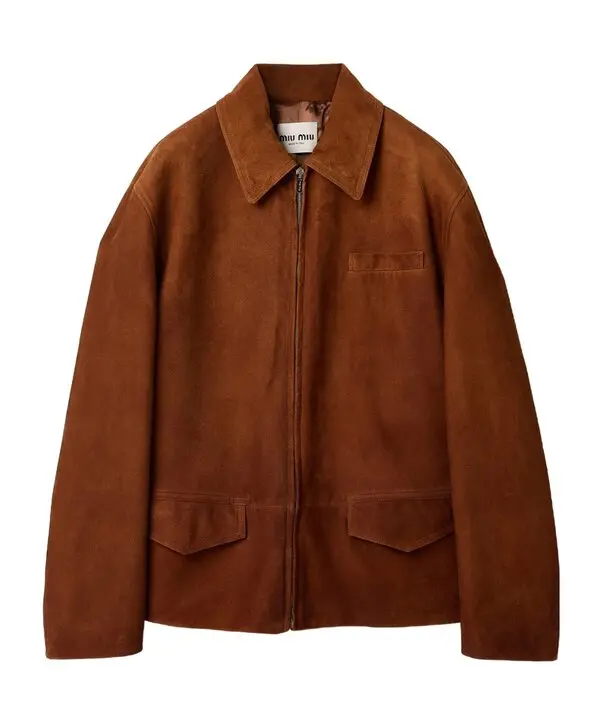 Miu Miu Waxed Suede Jacket - Brown