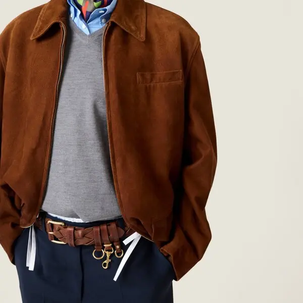 Miu Miu Waxed Suede Jacket - Brown