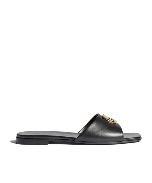 Gucci Logo Slide Flat Sandals - Black