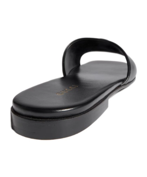 Gucci Logo Slide Flat Sandals - Black