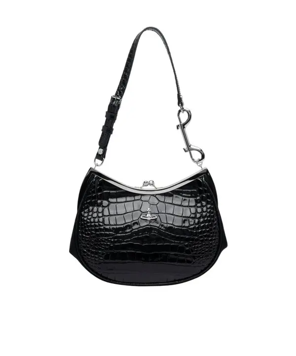 VIVIENNE WESTWOOD Orb Plaque Embossed Shoulder Bag - Black
