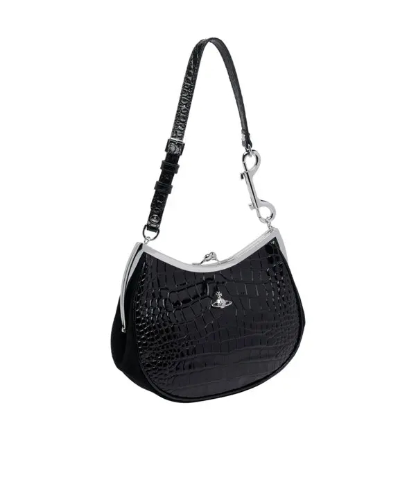 VIVIENNE WESTWOOD Orb Plaque Embossed Shoulder Bag - Black