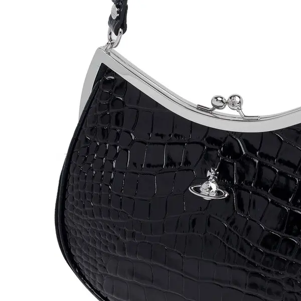 VIVIENNE WESTWOOD Orb Plaque Embossed Shoulder Bag - Black