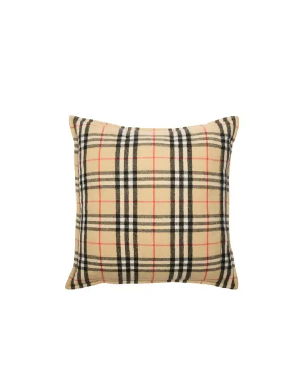Burberry Checked Padded Cushion - Sand Beige