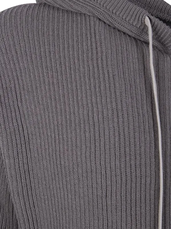 Rick Owens Ribbed Zip-up Hooded Sweater