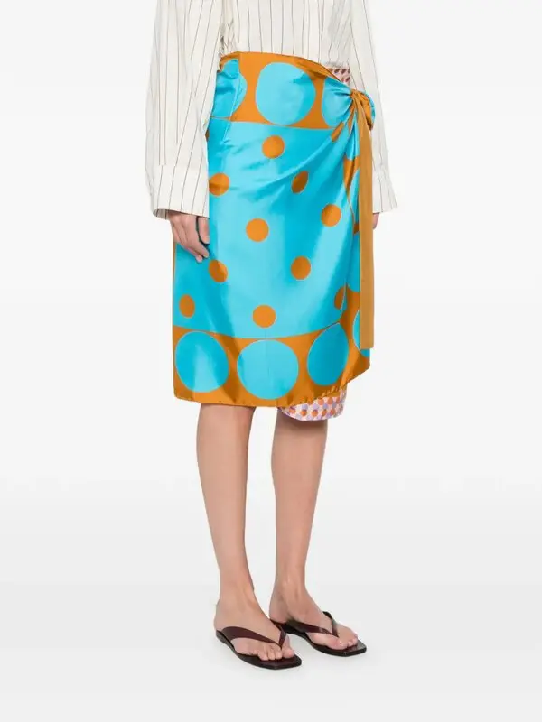 Dries Van Noten Long Wrap Scarf-skirt With Dotted Print