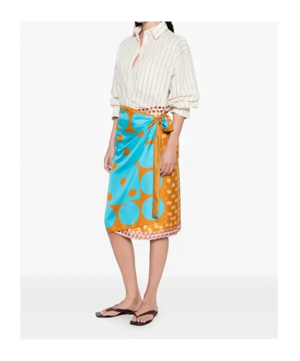 Dries Van Noten Long Wrap Scarf-skirt With Dotted Print