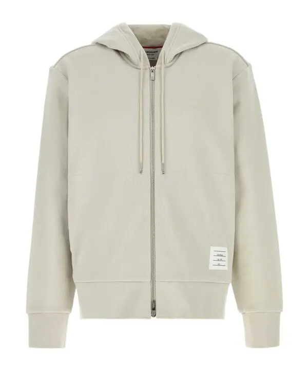 Thom Browne Logo Patch Zip-up Hoodie - Light Brown