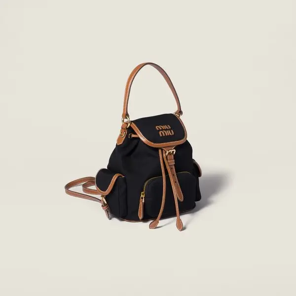 Miu Miu Logo Detailed Backpack - Black/brandy
