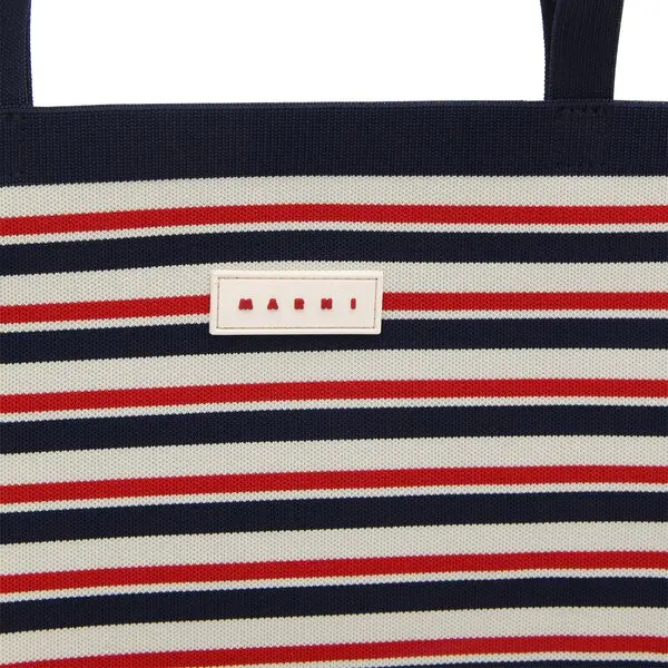 Marni Striped Logo Patch Tote Bag