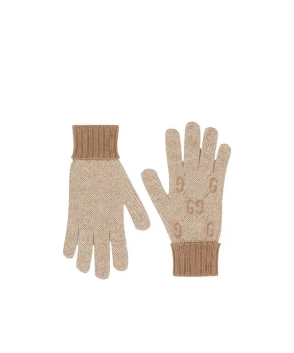 Gucci Gg Lamé Gloves - White/beige