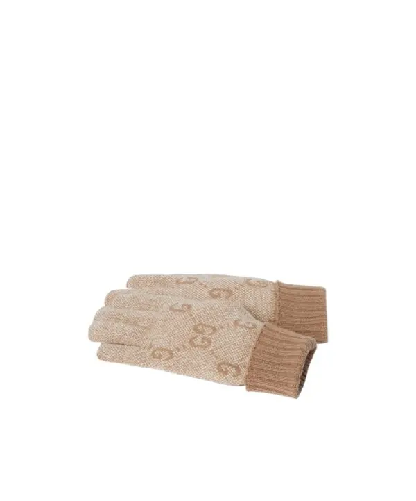 Gucci Gg Lamé Gloves - White/beige