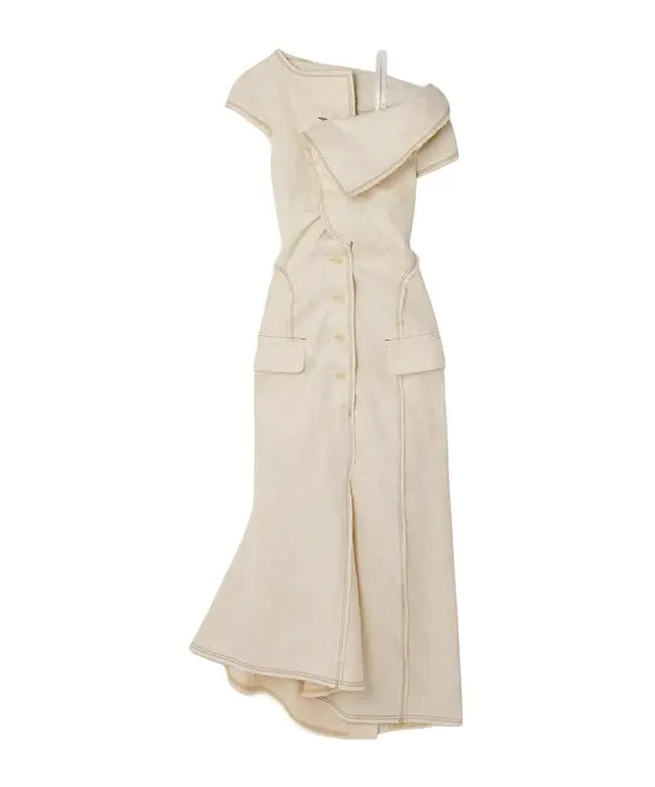Jacquemus Camargue Asymmetric Maxi Dress - Nude