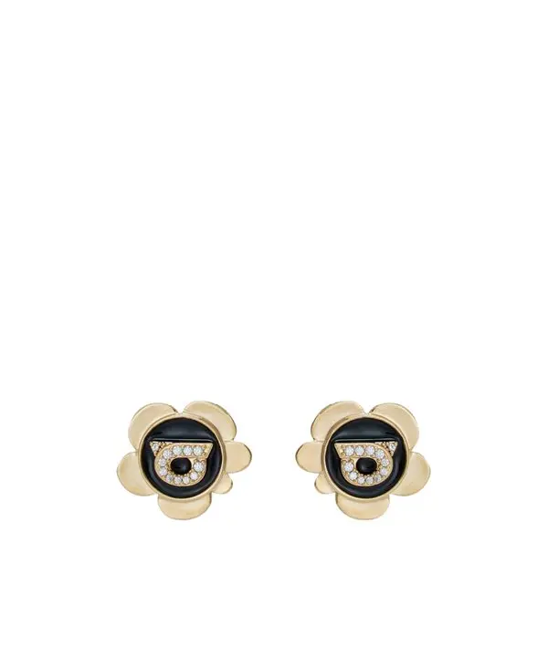 FERRAGAMO Gancini Charm Earrings - Gold/black