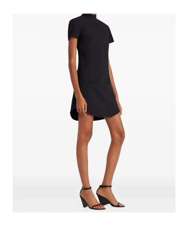 COURREGES High-neck Short-sleeve Dress With Zippered Back - Black