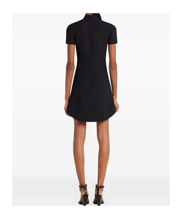 COURREGES High-neck Short-sleeve Dress With Zippered Back - Black