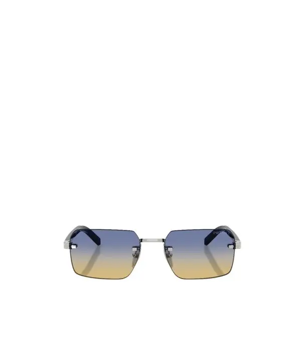 Prada Rectangle Rimless Frame Sunglasses - Silver