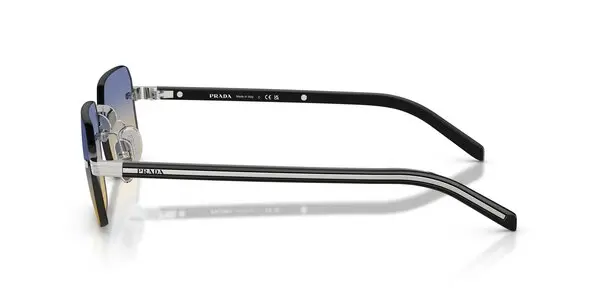 Prada Rectangle Rimless Frame Sunglasses - Silver