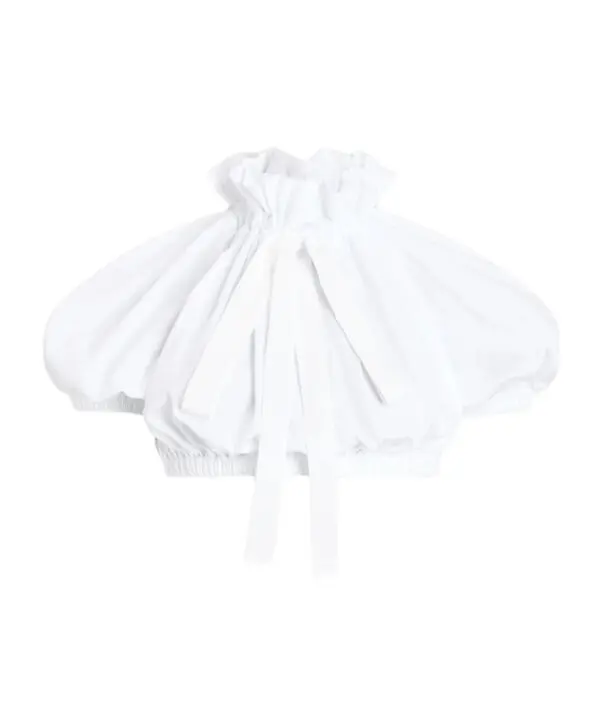 PATOU Short Voluminous Top With Ruffled Trim - White