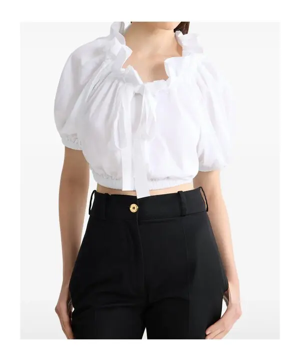 PATOU Short Voluminous Top With Ruffled Trim