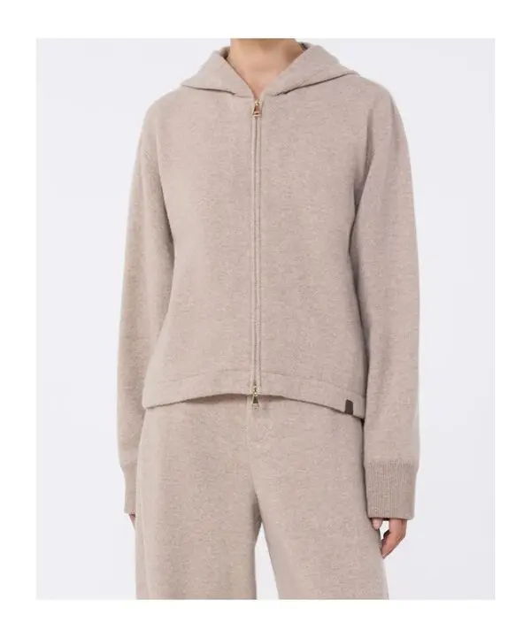 Max Mara Cashmere And Wool Blend Knit Zip-up Hoodie