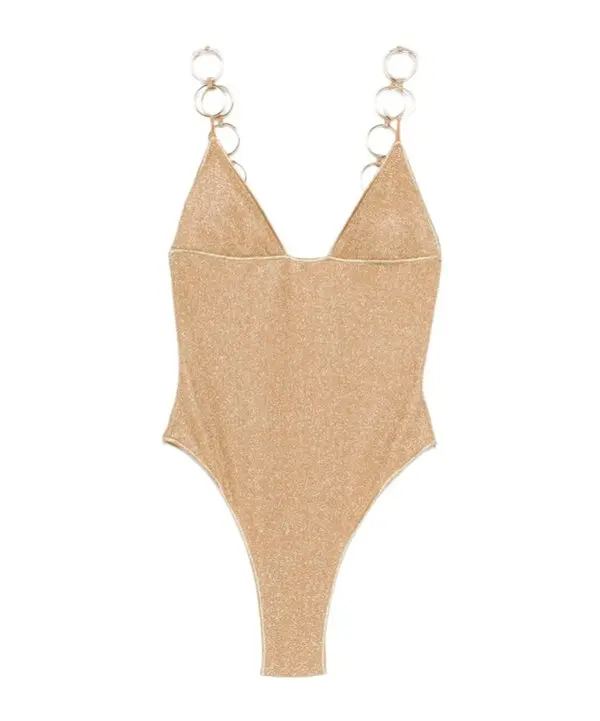 Oseree Lurex Ring Detail Swimsuit - Nude