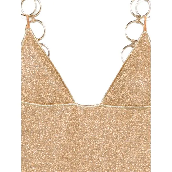 Oseree Lurex Ring Detail Swimsuit - Nude