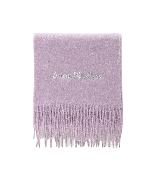 Acne Studios Logo Detail Fringed Scarf - Purple