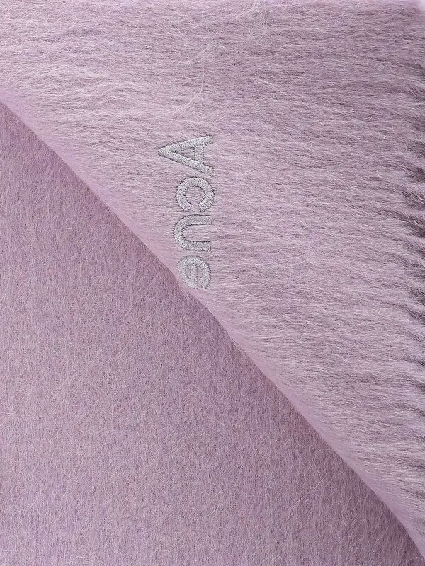 Acne Studios Logo Detail Fringed Scarf - Purple