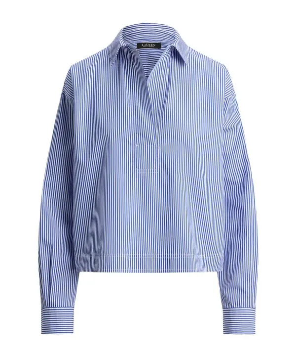 Ralph Lauren Striped V-neck Shirt With Button Cuffs