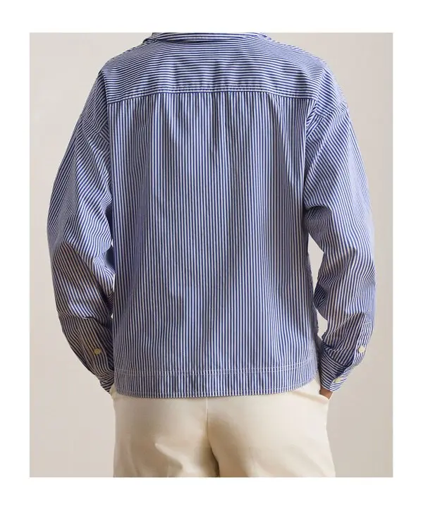 Ralph Lauren Striped V-neck Shirt With Button Cuffs