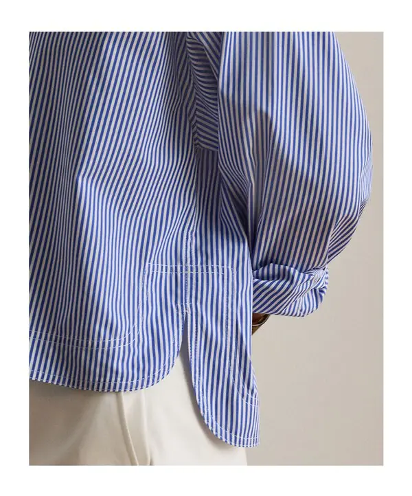 Ralph Lauren Striped V-neck Shirt With Button Cuffs