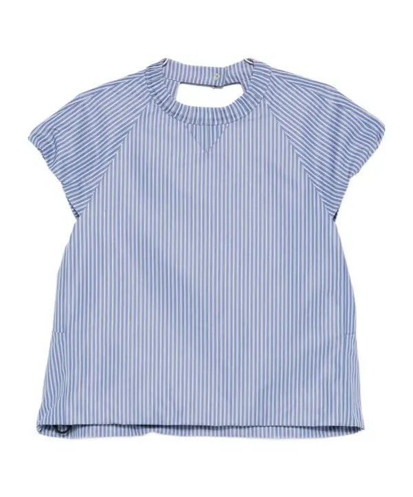 Sacai Striped T-shirt With Open Back - Blue/white