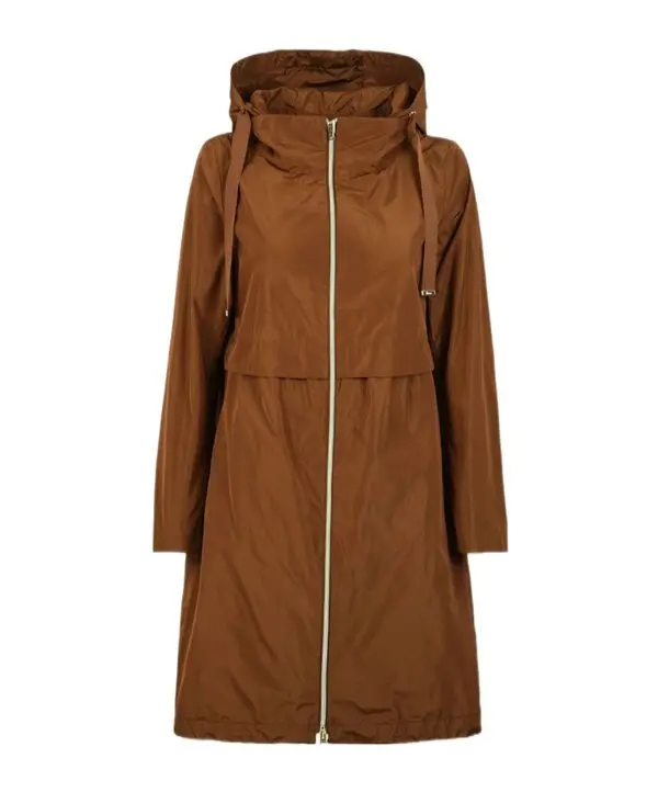 Herno Long A-line Hooded Coat - Brown