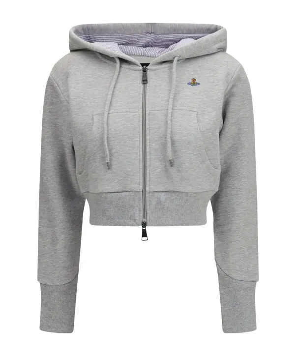 VIVIENNE WESTWOOD Leo Striped Drawstring Hoodie - Grey