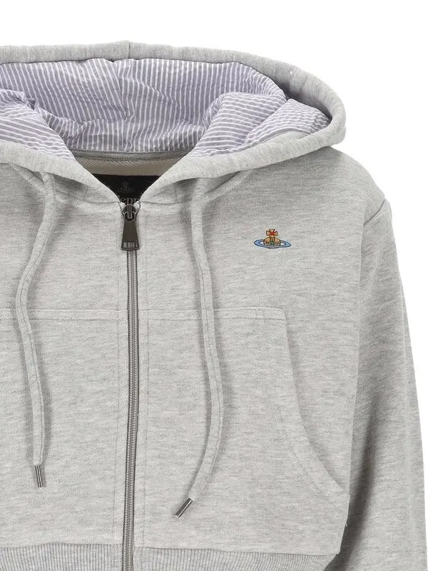 VIVIENNE WESTWOOD Leo Striped Drawstring Hoodie - Grey