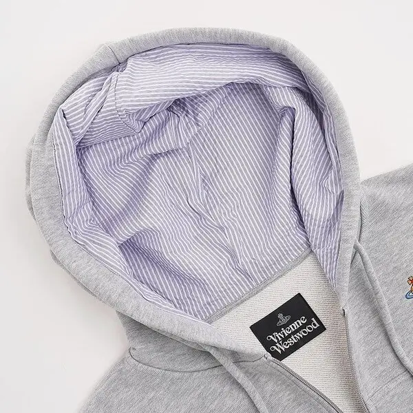 VIVIENNE WESTWOOD Leo Striped Drawstring Hoodie - Grey
