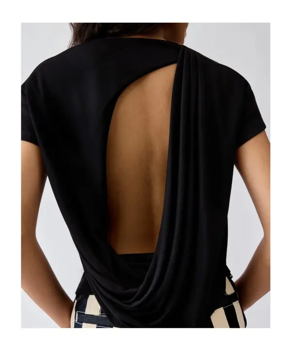 Jacquemus Draped Cut-out Back T-shirt - Black