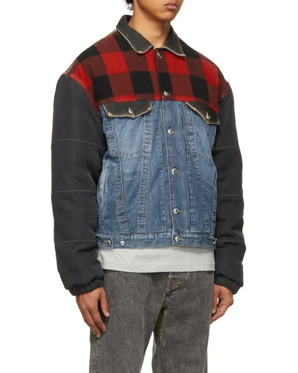 DIESEL® Plaid & Denim Jacket