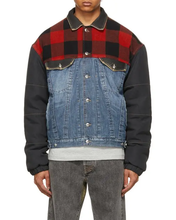 DIESEL® Plaid & Denim Jacket