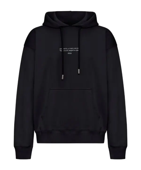 Off-White Hooded Sweatshirt With Drawstring And Pouch Pocket - Black