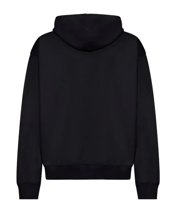 Off-White Hooded Sweatshirt With Drawstring And Pouch Pocket - Black