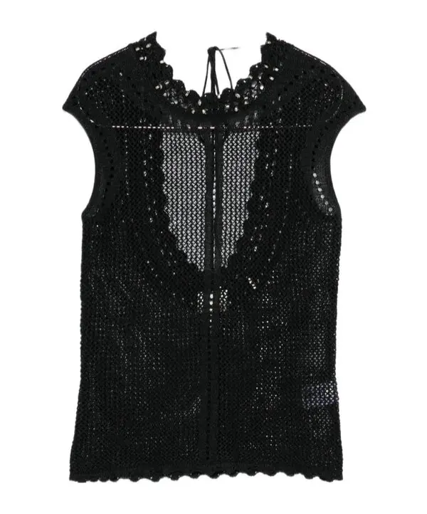 Isabel Marant Étoile Sleeveless Openwork Knit Top With Scalloped Trim